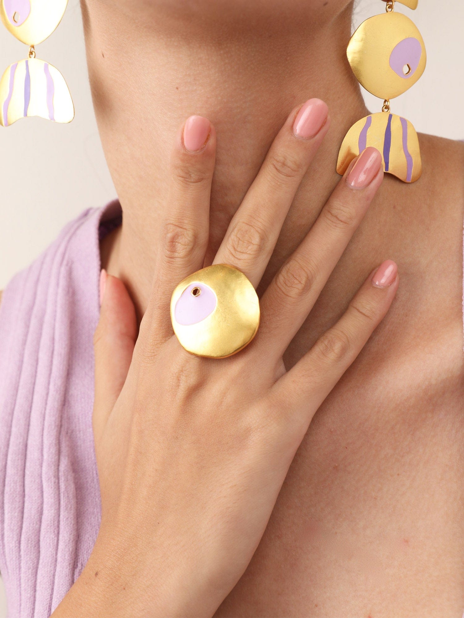 Buy Bianca Ring - 22kt Gold Plated Ring by Zohra